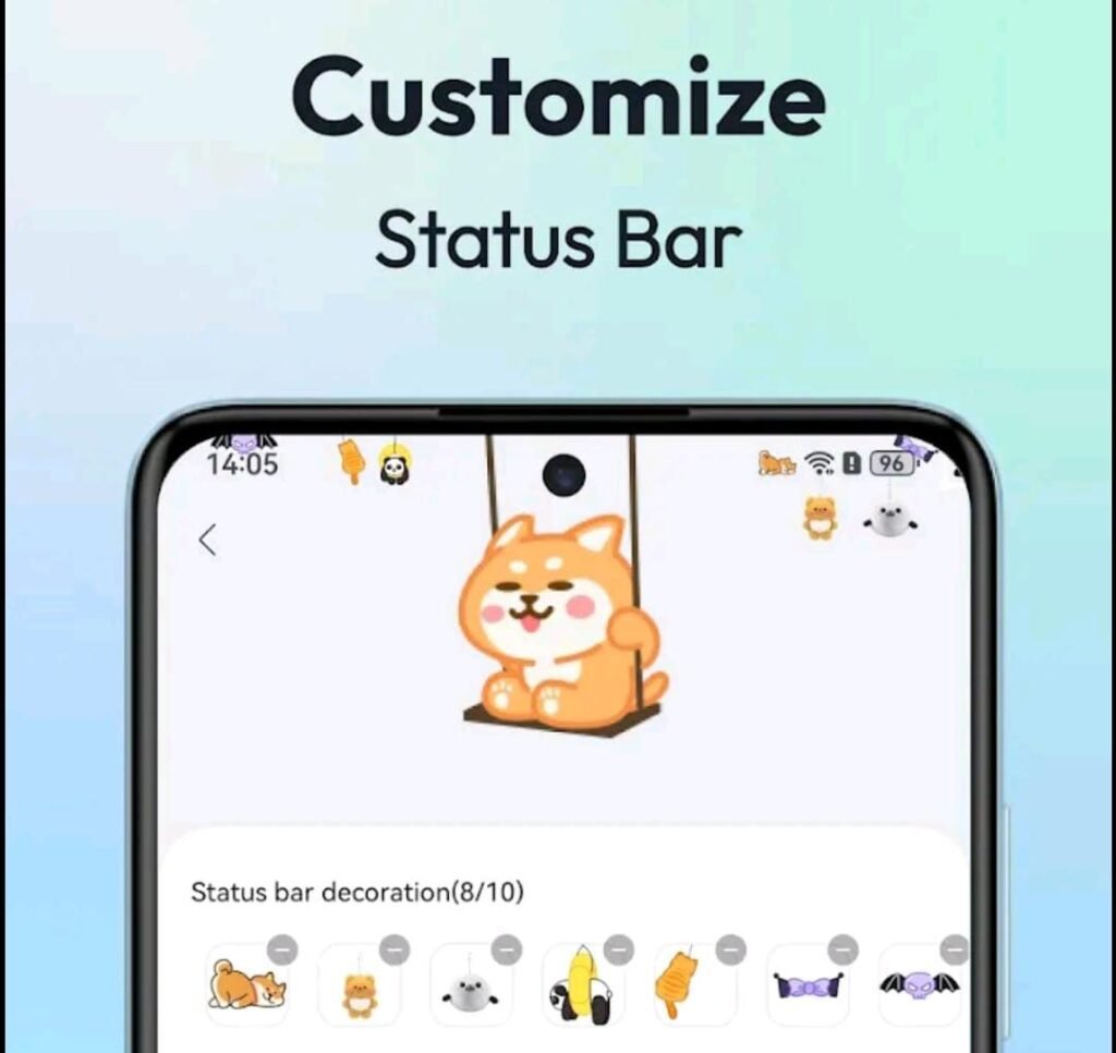 Customize status bar hanging emoji - Techleez